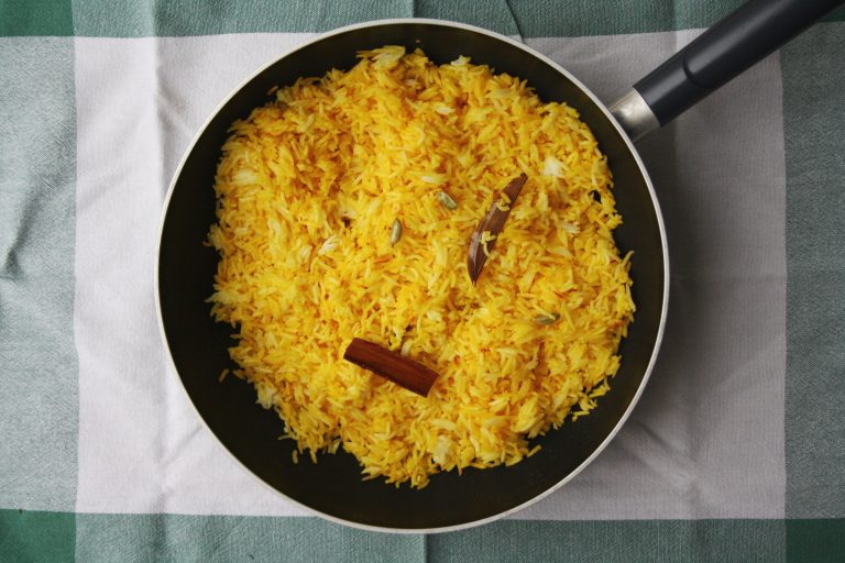 Saffron Pulao with cardamom, cinnamon and basmati rice - Maunika Gowardhan